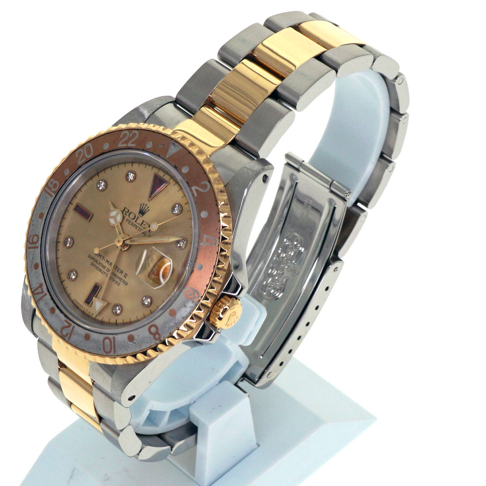 質屋かんてい局オンラインショップ / ROLEX【ロレックス】 16713 GMTマスター2 S番 ゴールド文字盤 ダイヤ ルビー 1993 ...